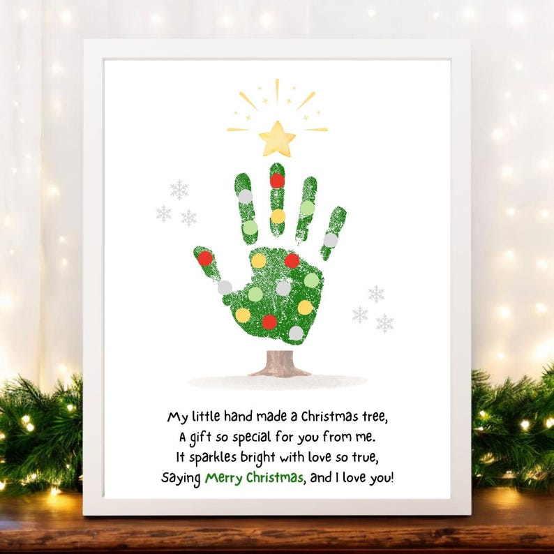 Christmas Handprint Art, Christmas Craft Gift Printable, DIY Christmas ...