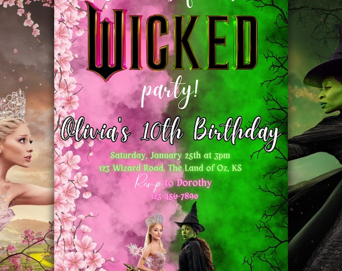 WICKED Invitation, Wicked Birthday Invitation, Wicked Invite, Wicked ...