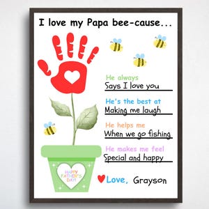 Fathers Day Handprint Art Craft, Papa Handprint Fingerprint Craft ...