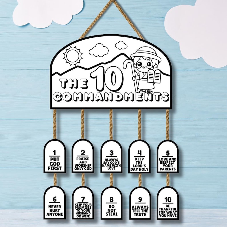 10 COMMANDMENTS Bible Craft for Kids, Sunday School Printables, Kids ...