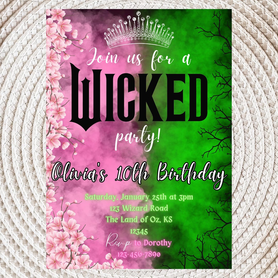 Wicked Invite, Wicked Birthday Invitation, Wicked Invitation, Wicked ...