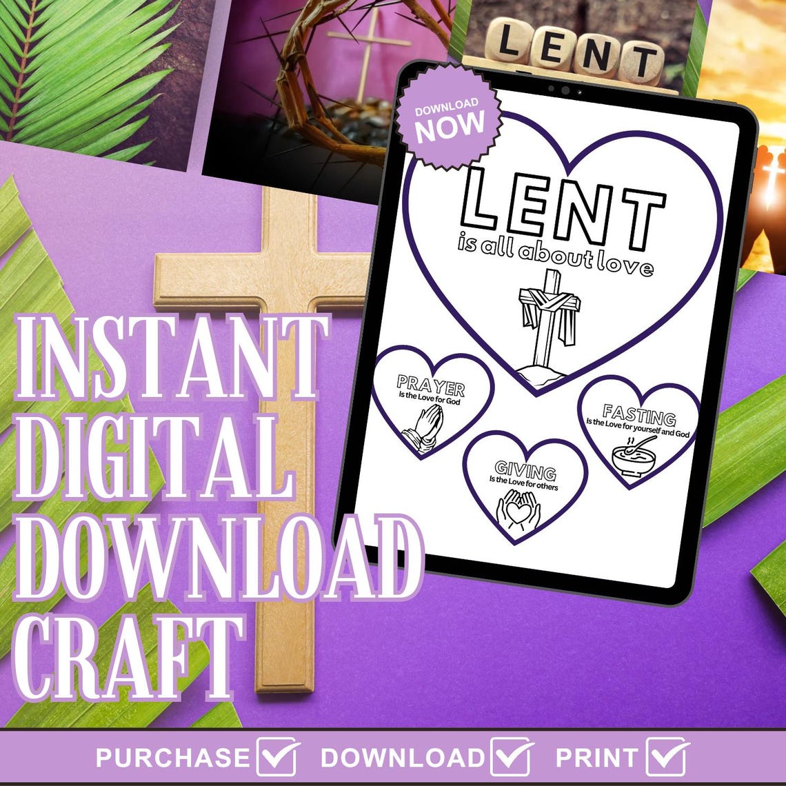 Lent Crafts, Kids Lent Activity, Lent Craft Printable, Ash Wednesday ...