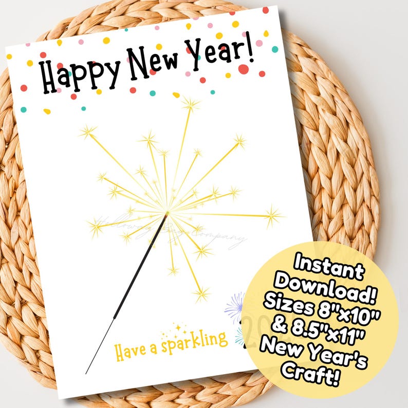 New Years Handprint Art, New Year's Eve Kids Printable Craft, New Years ...