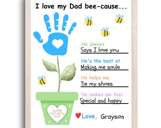 Fathers Day Handprint Art Craft, Dad Handprint Fingerprint Craft ...