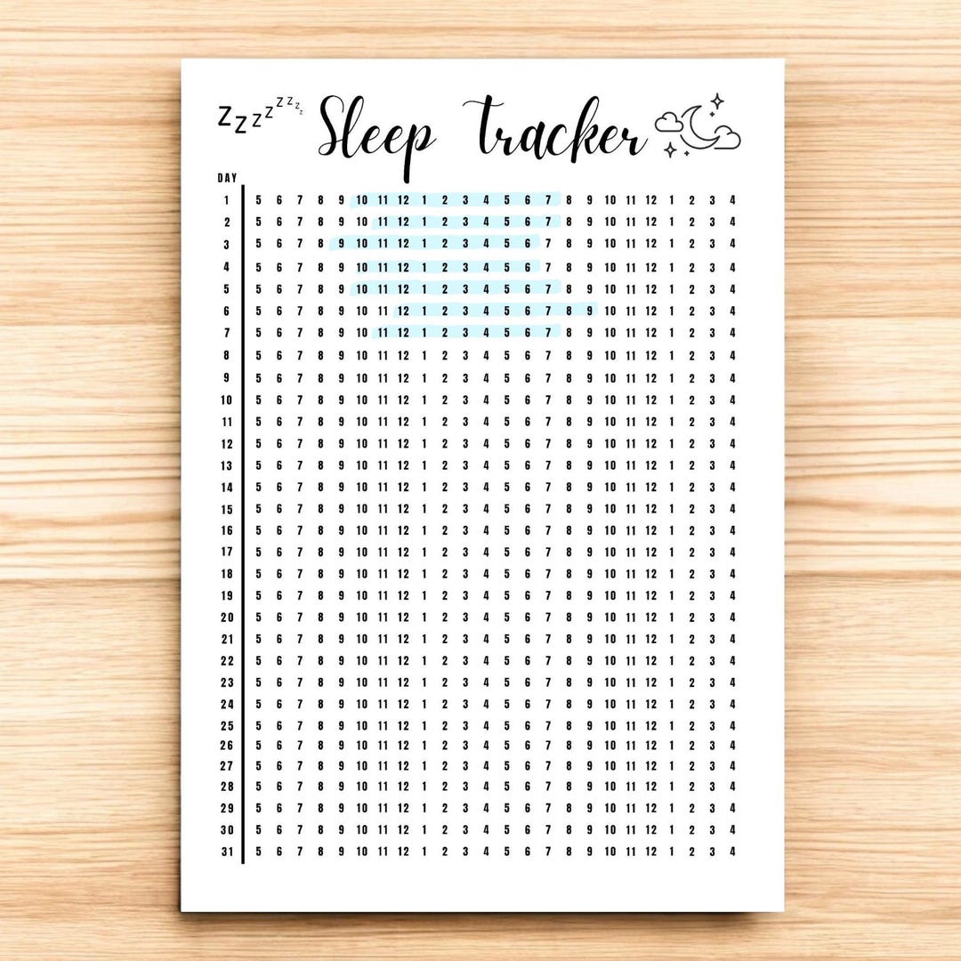 Sleep Tracker Printable, 24 Hour Sleep Tracker, Monthly Sleep Tracker ...