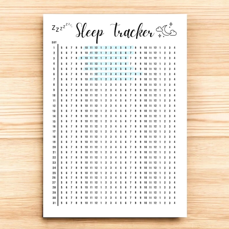 Sleep Tracker Printable, 24 Hour Sleep Tracker, Monthly Sleep Tracker ...