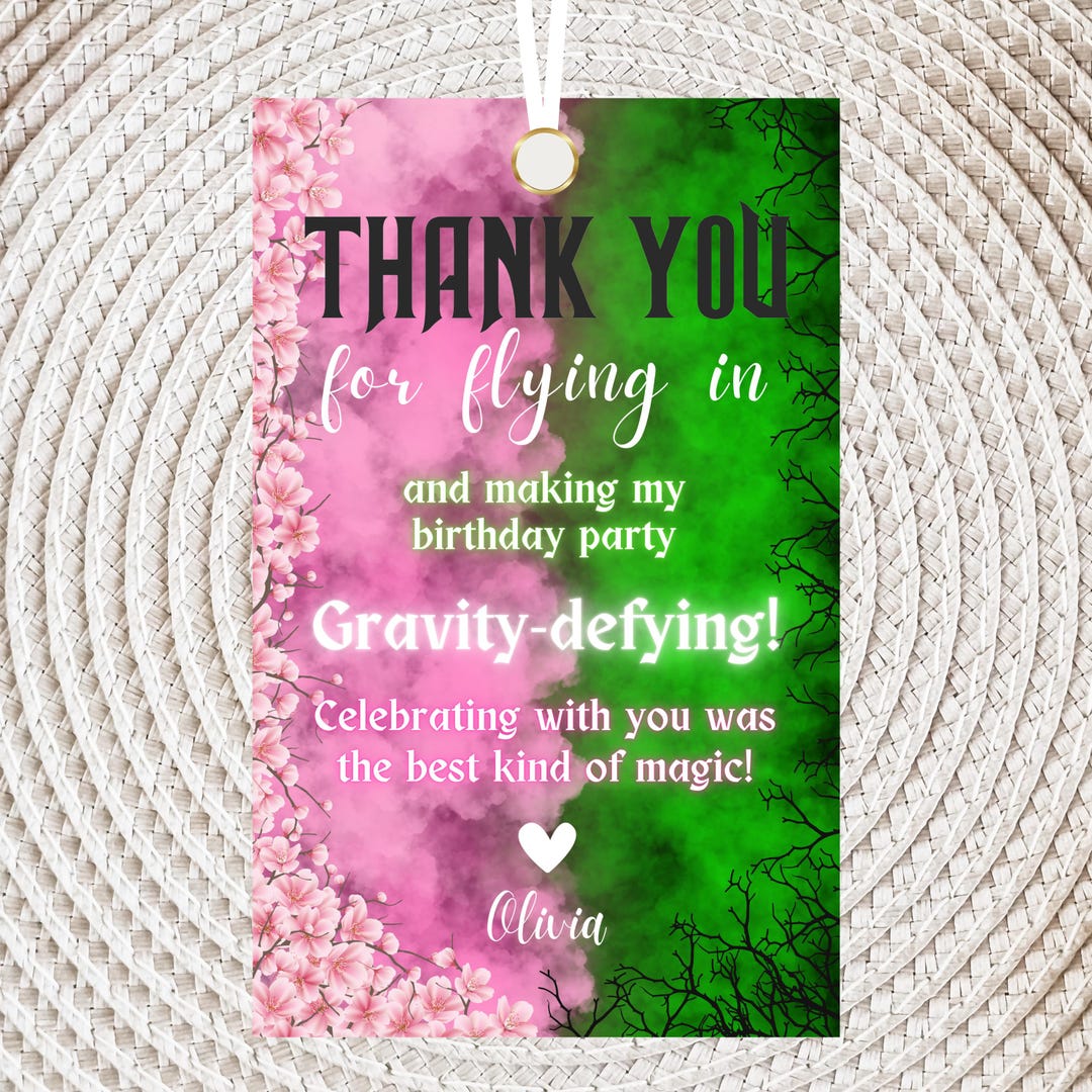 Wicked Thank You Tags, Wicked Inspired Birthday Favor Tags, Wicked Gift ...