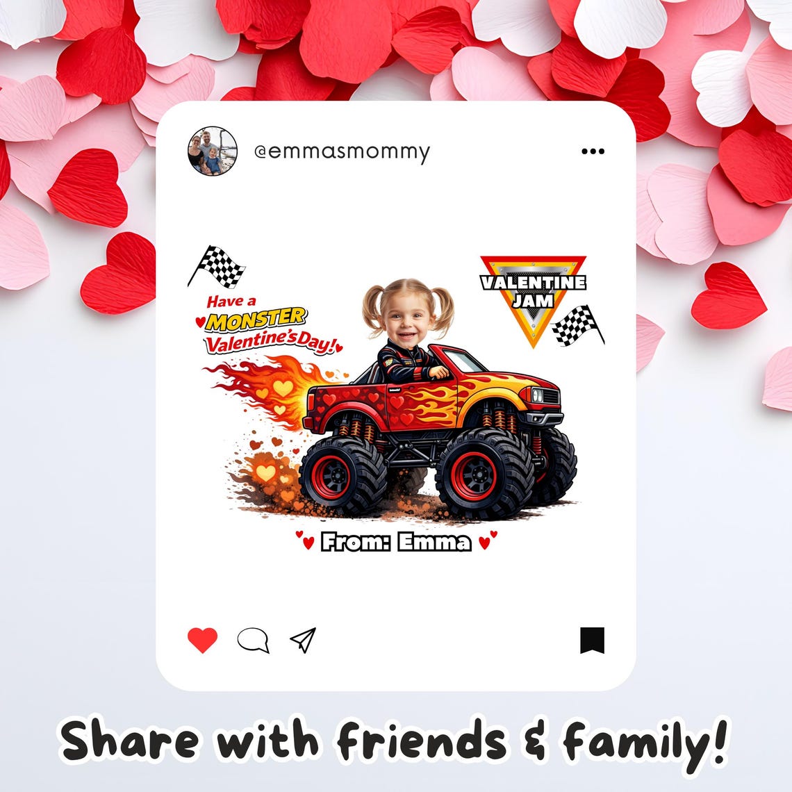 Monster Truck Valentines, Monster Truck Valentine's Cards, Classroom ...