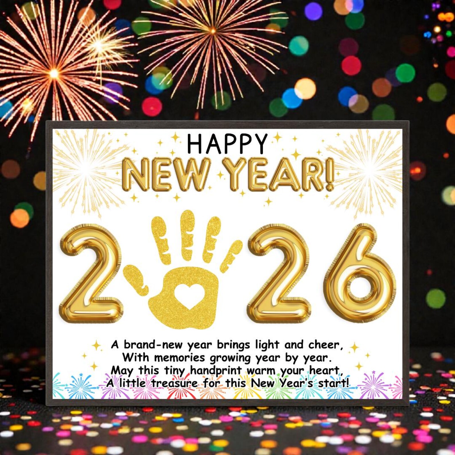 New Years Handprint Craft 2026, New Years Poem Keepsake, Toddler ...