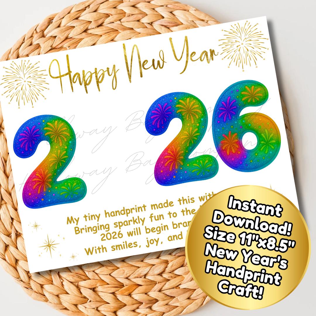 New Years Handprint Craft, 2026 New Year's Printable Handprint Art ...