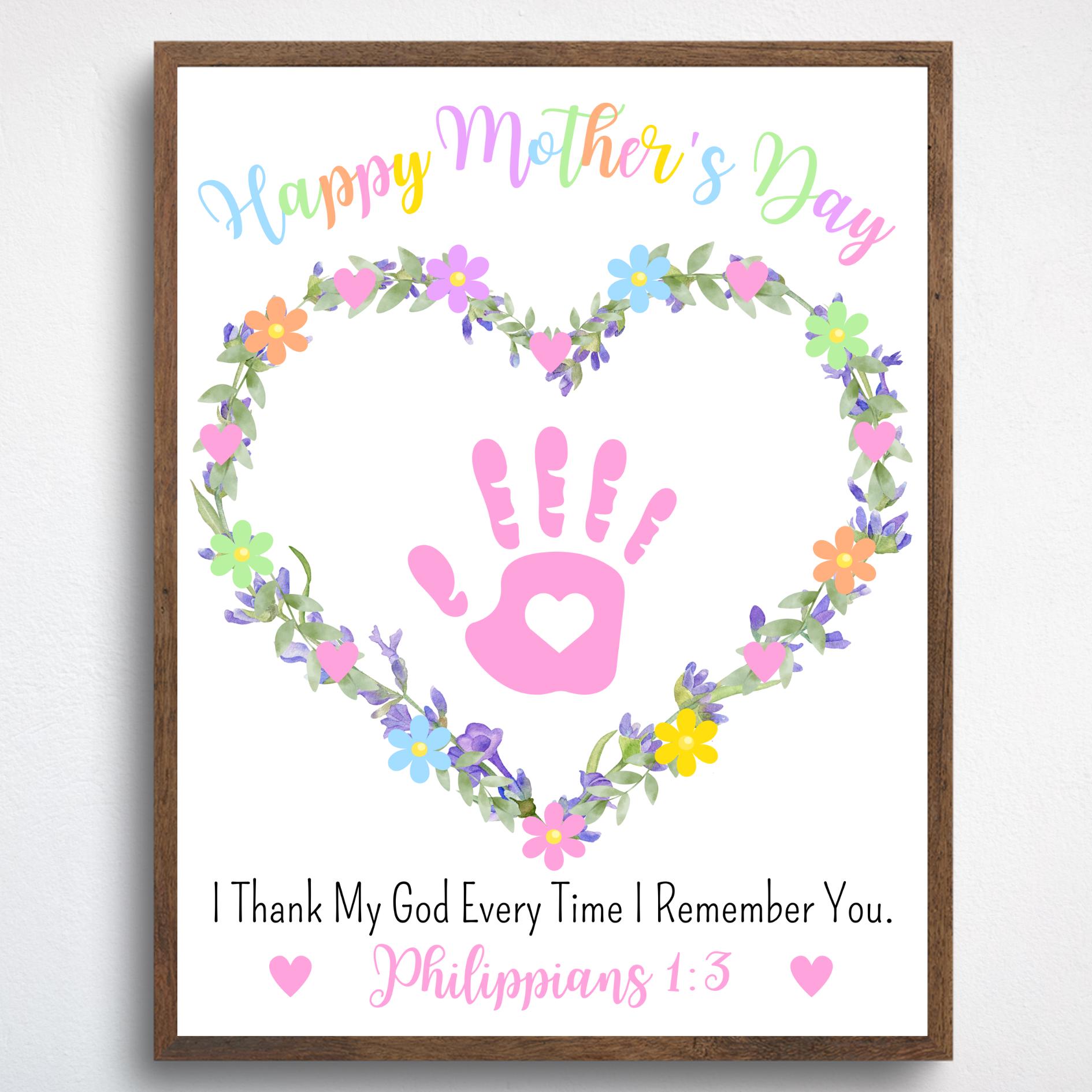 Christian Mothers Day Crafts for Kids, Mothers Day Handprint Art, Kids ...