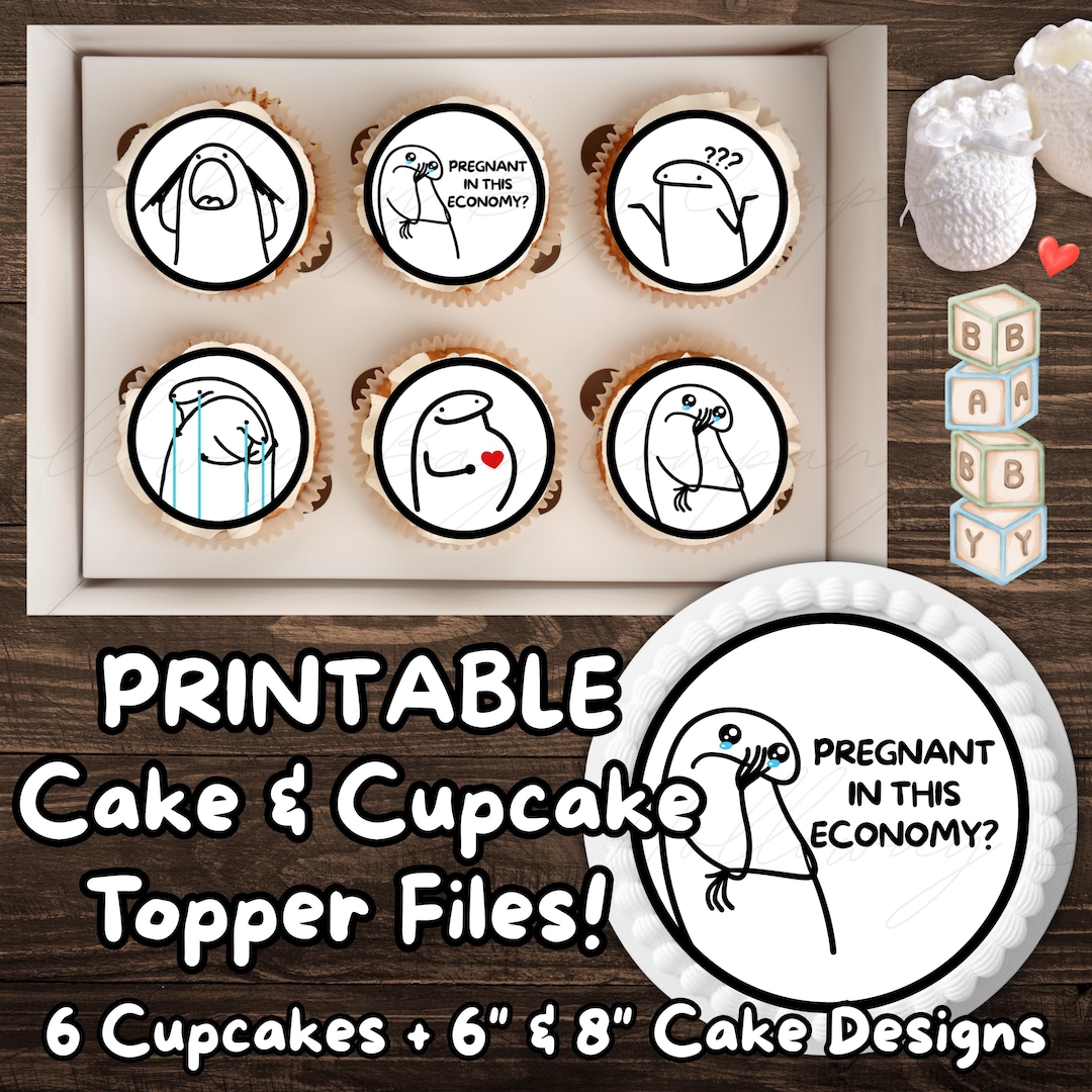 Meme Baby Shower Cupcake Cake Toppers, Baby Shower Decor, Pregnant Baby ...