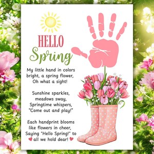 Spring Handprint Art, Spring Flower Handprint Craft, Hello Spring ...