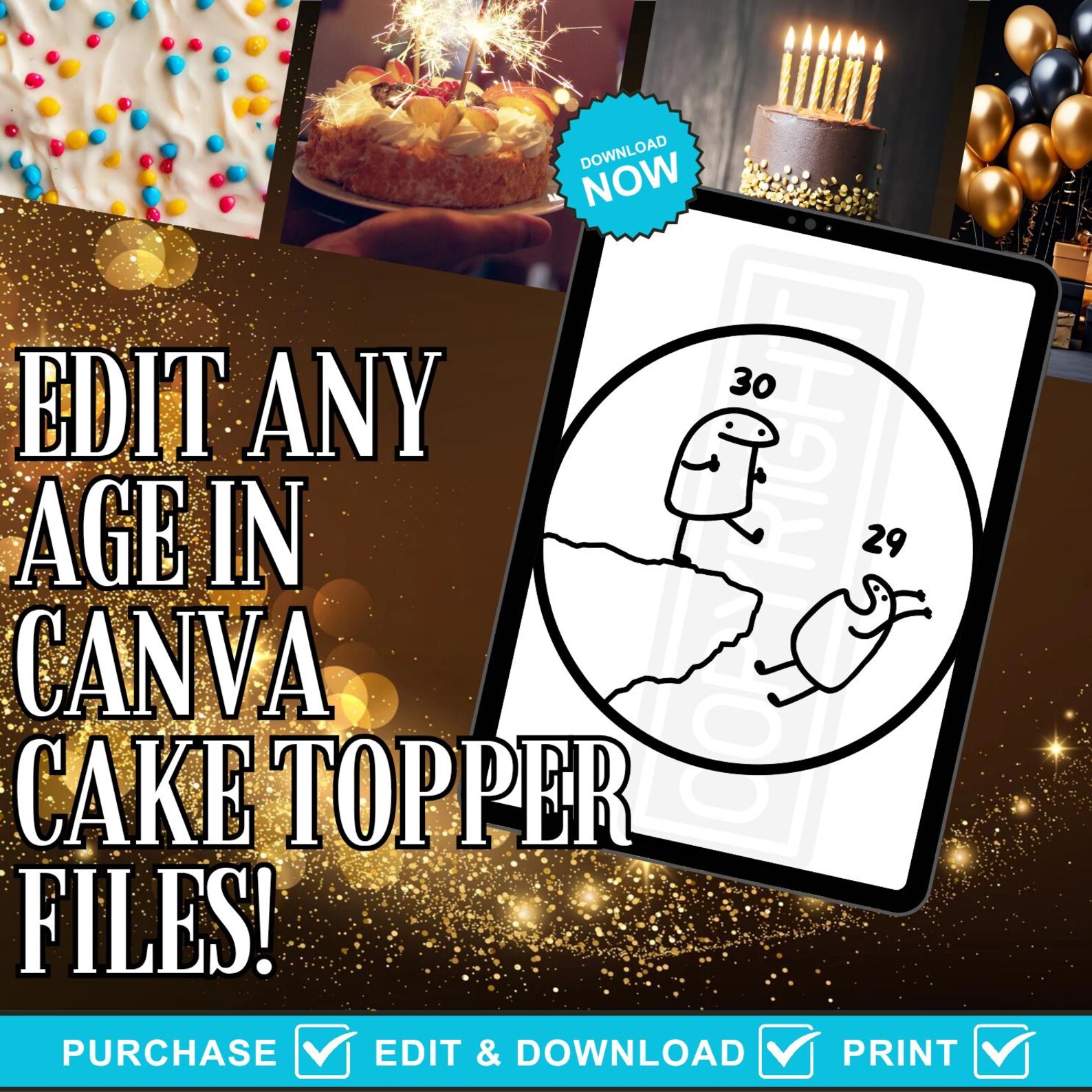 EDITABLE Meme Birthday Cake Topper, Hilarious Birthday, Funny Cake ...