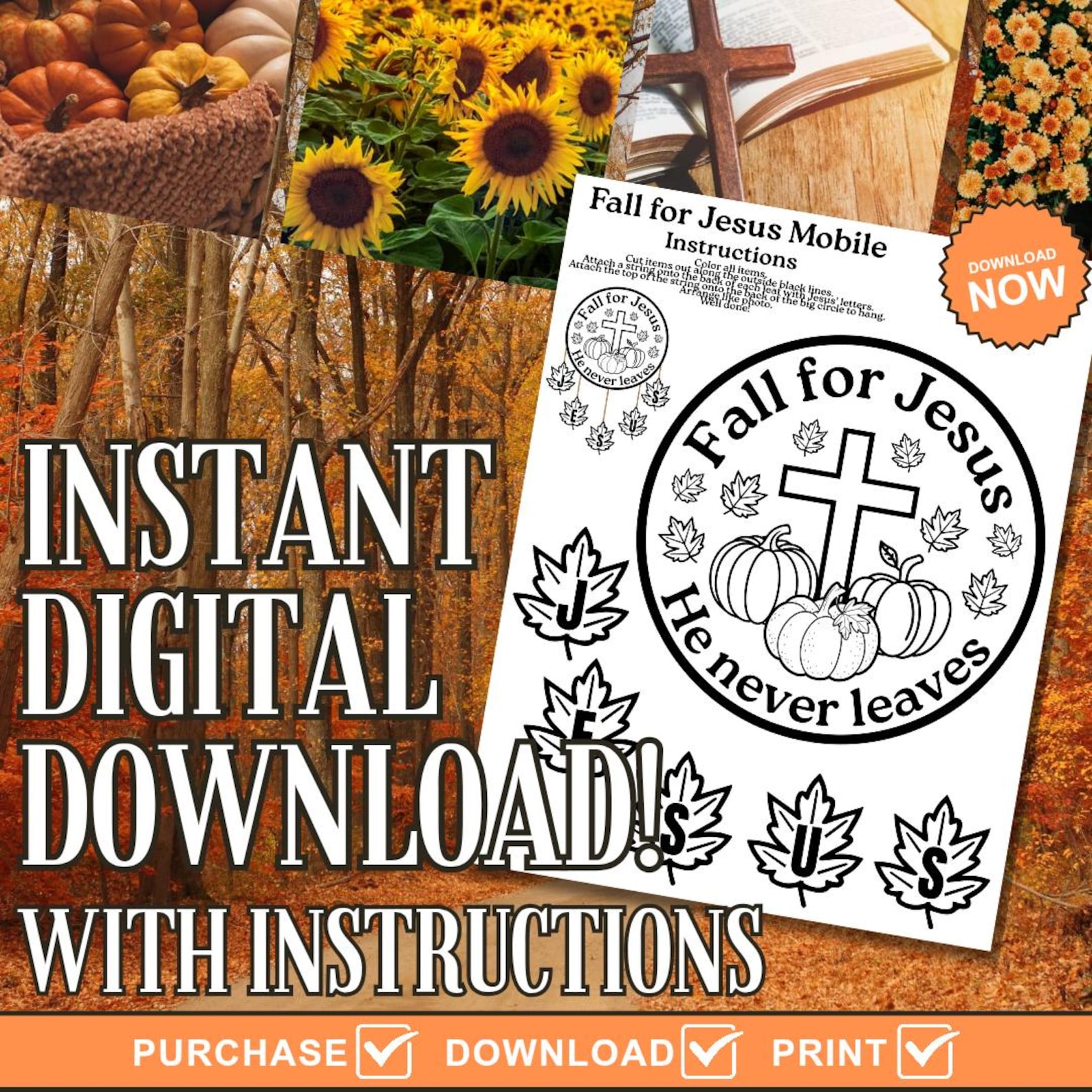 Fall for Jesus Mobile Hanging Craft, Fall Crafts Kids Sunday School ...