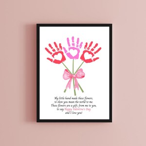 Valentine's Day Handprint Art, Handprint Craft, Printable Bouquet ...