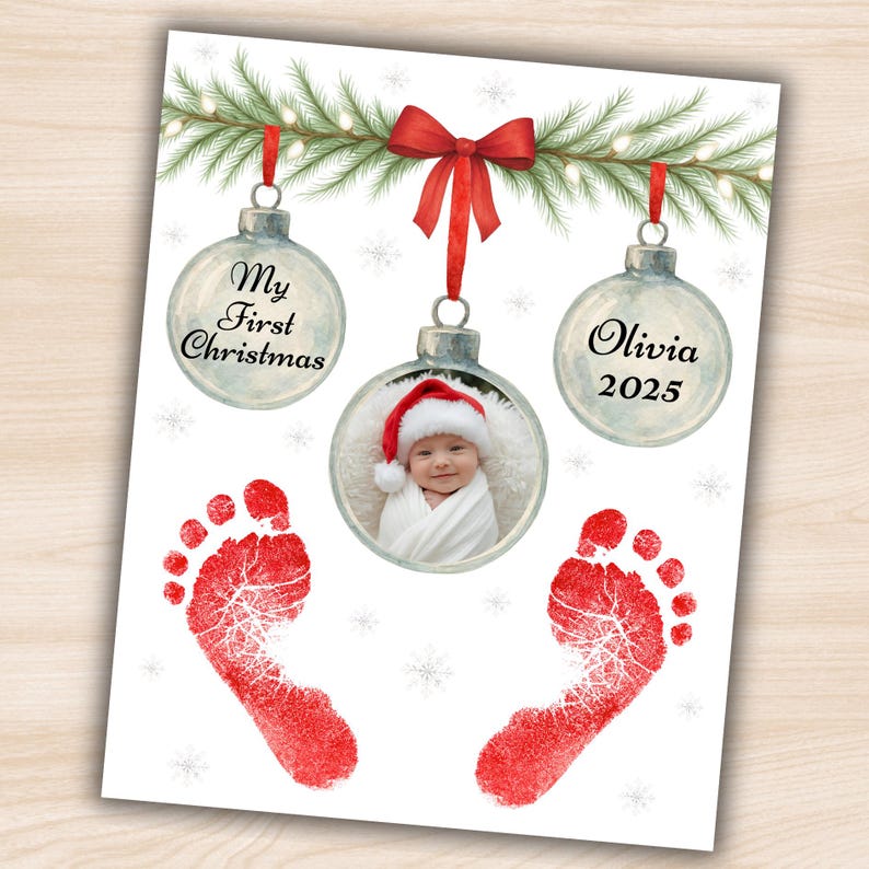 My First Christmas Handprint Footprint Art, Christmas Crafts, Babys ...