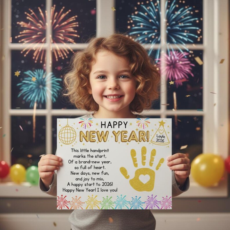 2026 New Years Poem Handprint Craft Kindergarten Preschool Prek Daycare ...