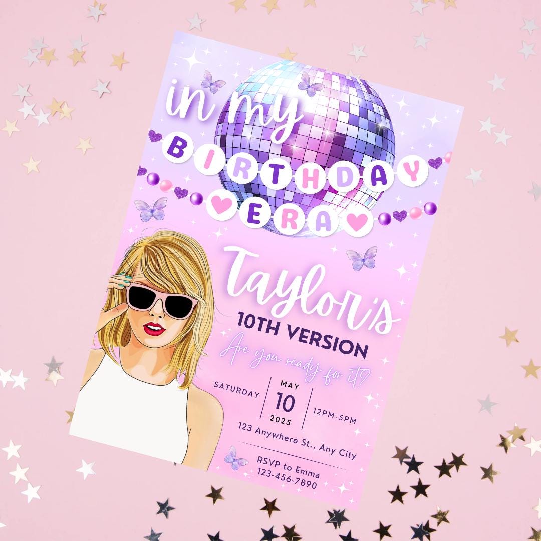 Invitación de cumpleaños de Taylor Swift, invitación editable para ...