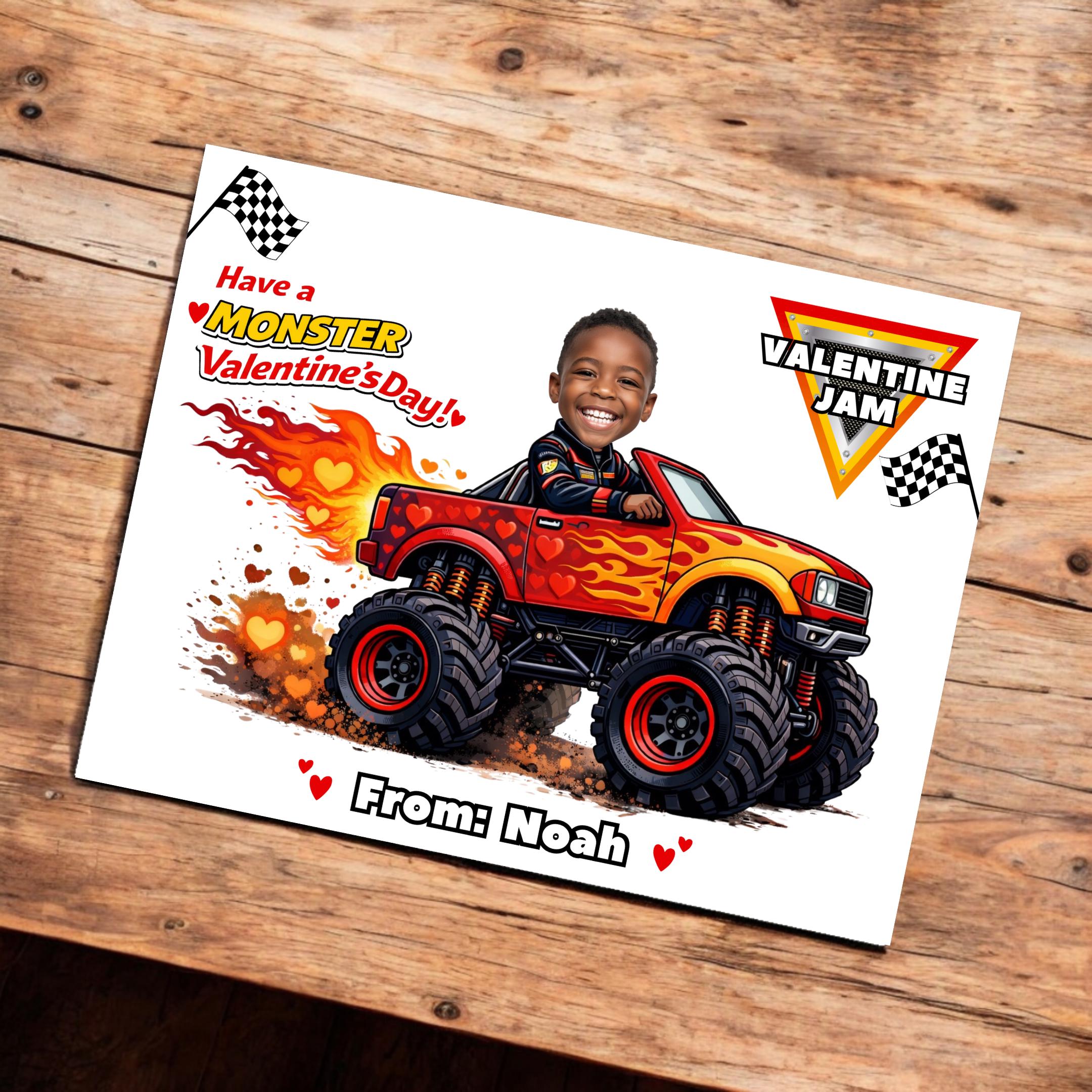 Monster Truck Valentines, Monster Truck Valentine's Cards, Classroom ...
