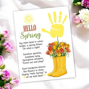 Spring Handprint Art, Spring Flower Handprint Craft, Hello Spring ...