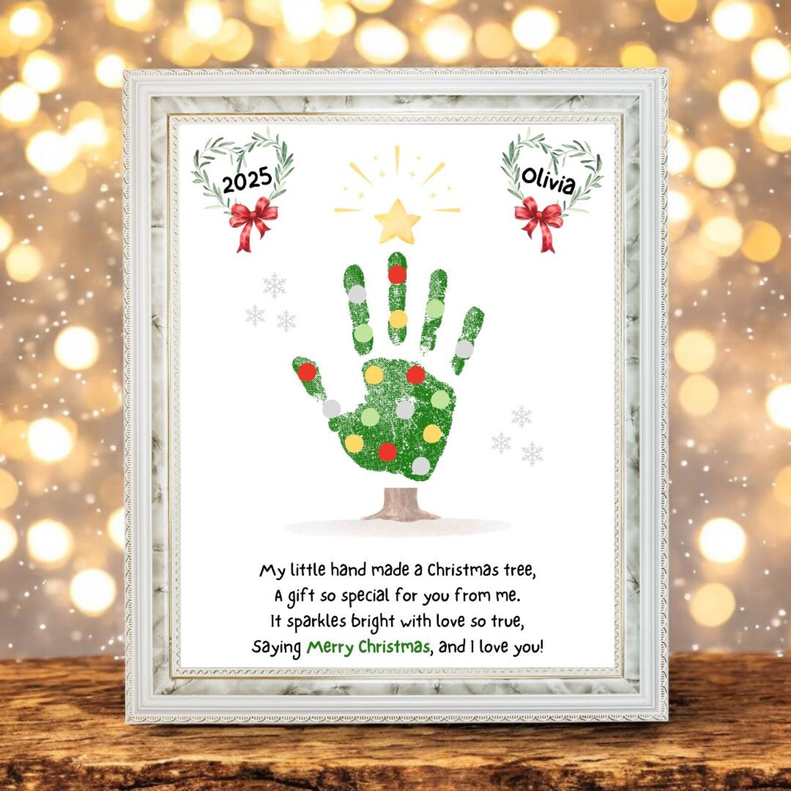 Christmas Handprint Art, Christmas Craft Gift Printable, DIY Christmas ...