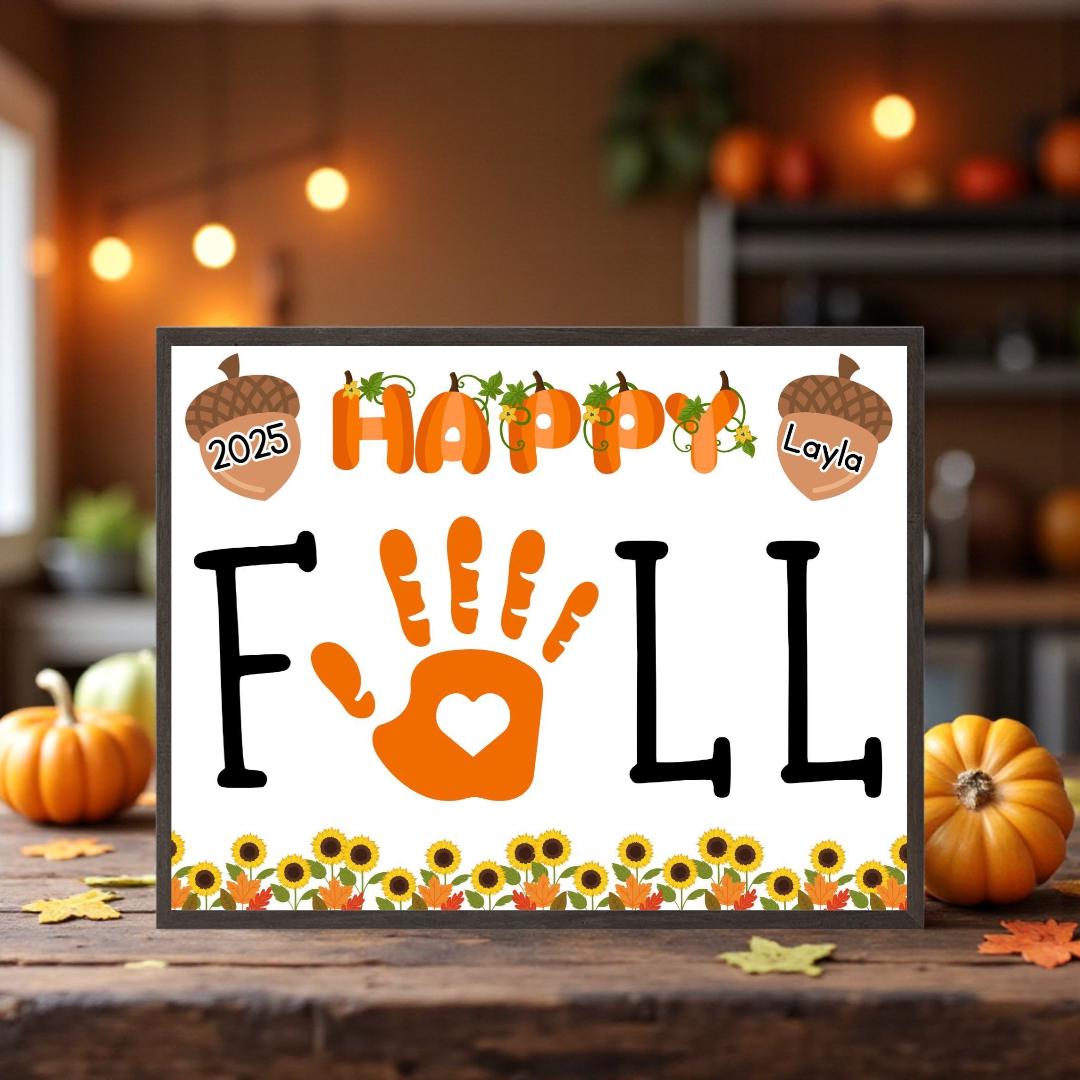 Happy Fall Handprint Craft, Kindergarten Preschool Prek First Day of ...