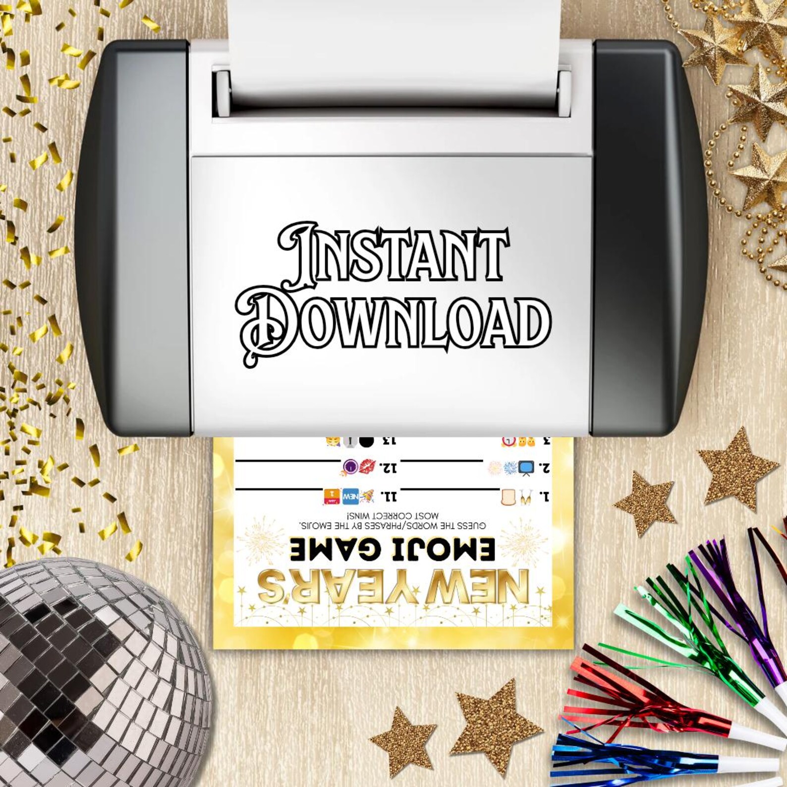 New Year’s Eve Game, New Years Emoji Game, Printable New Years Decor ...