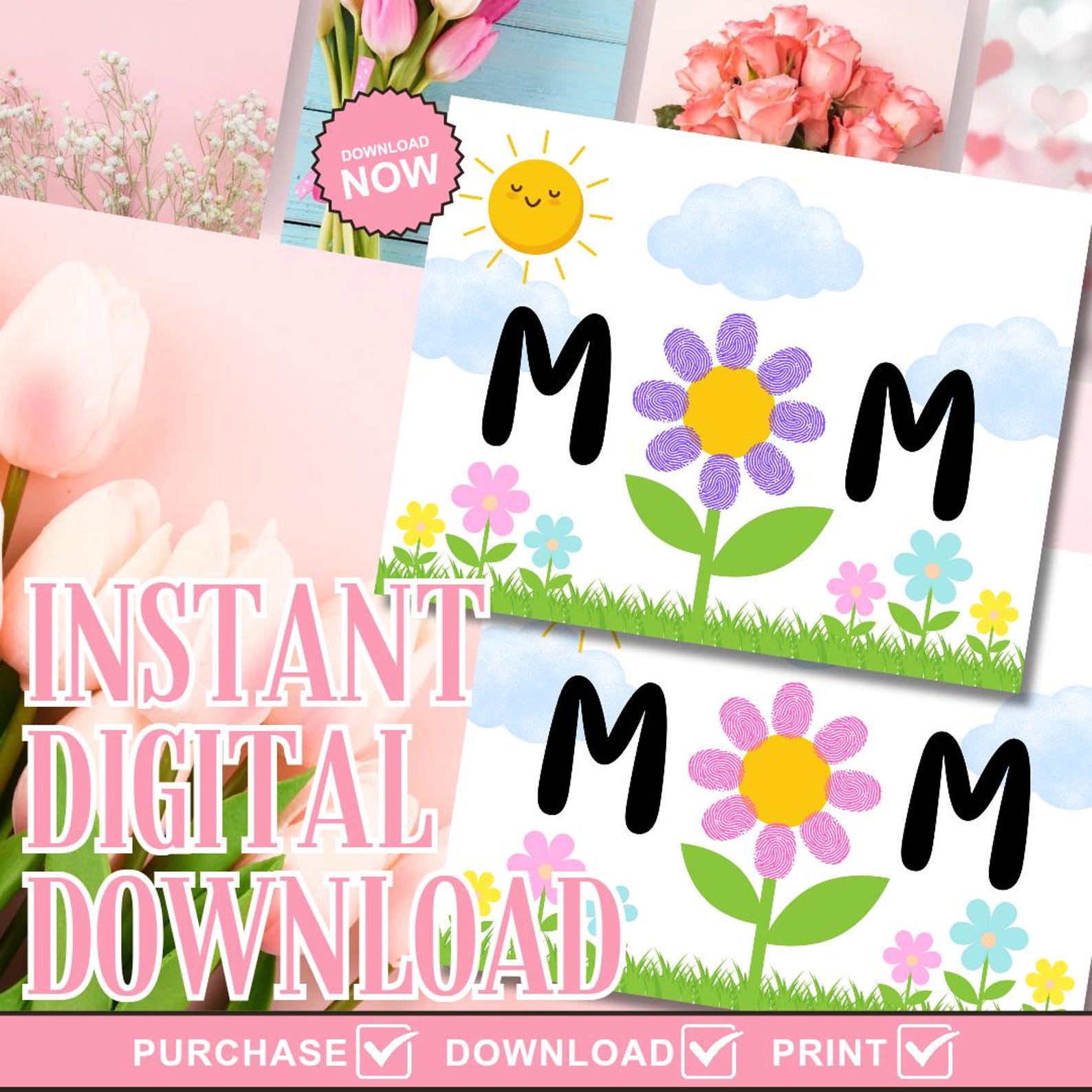 Mother's Day Printable, Mother's Day Handprint Art Mothers Day Gift ...