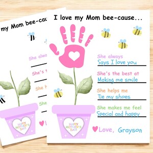 Mothers Day Handprint Art Craft, Mom Handprint Fingerprint Craft ...