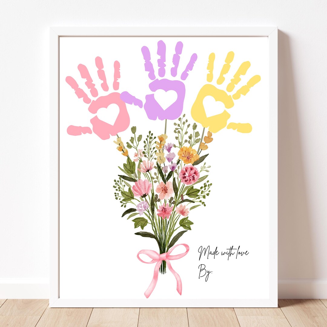 Flower Handprint Art, Handprint Bouquet, Mother's Day Printables ...