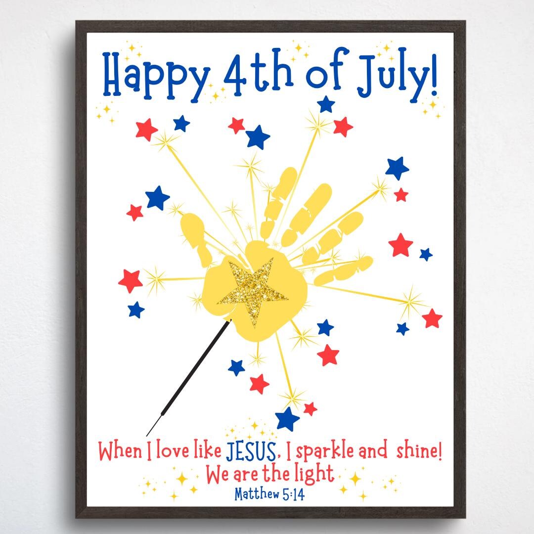 Sparkler Handprint Craft Printable, Fourth of July Handprint Art, 4th ...
