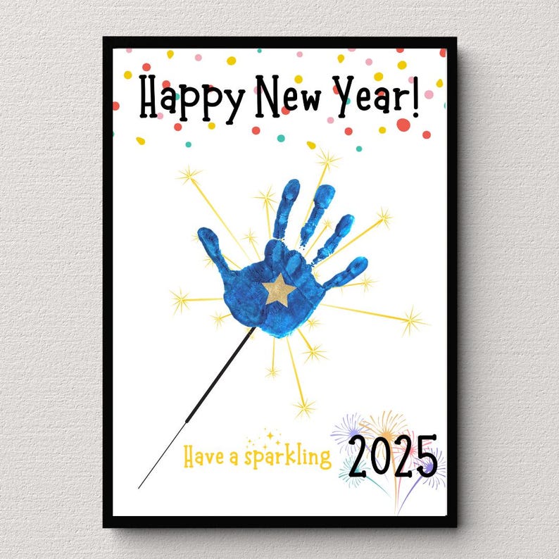 New Years Handprint Art, New Year's Eve Kids Printable Craft, New Years ...