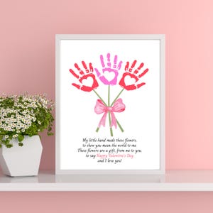 Valentine's Day Handprint Art, Handprint Craft, Printable Bouquet ...