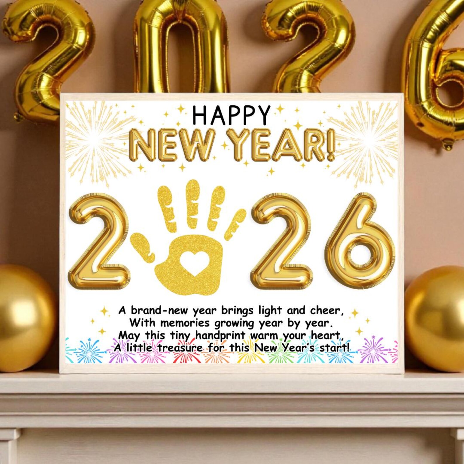 New Years Handprint Craft 2026, New Years Poem Keepsake, Toddler ...