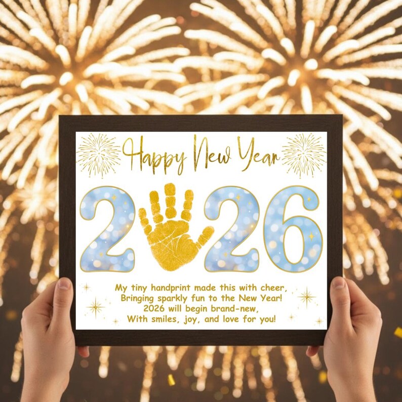 2026 New Years Handprint Craft, New Years Poem Keepsake, Toddler ...