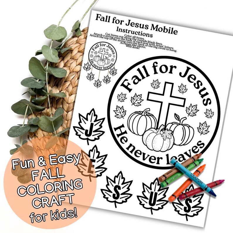 Fall for Jesus Mobile Hanging Craft, Fall Crafts Kids Sunday School ...