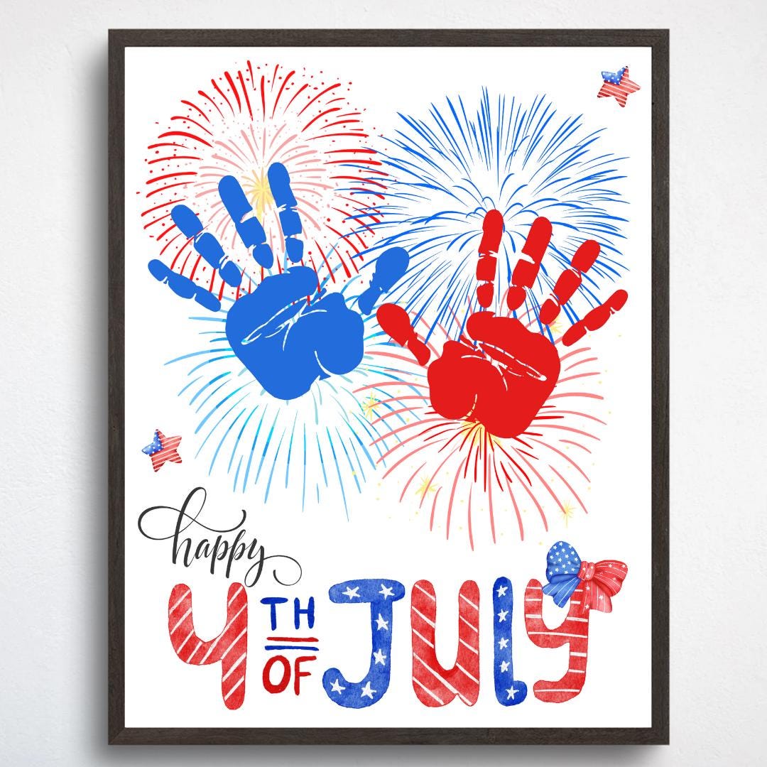 4th of July Handprint Craft, Fourth of July Fireworks Handprint Art ...
