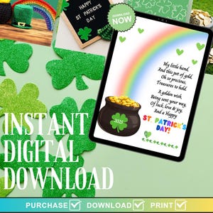 St. Patricks Day Handprint Art Poem, St. Patricks Day Crafts, Kids ...
