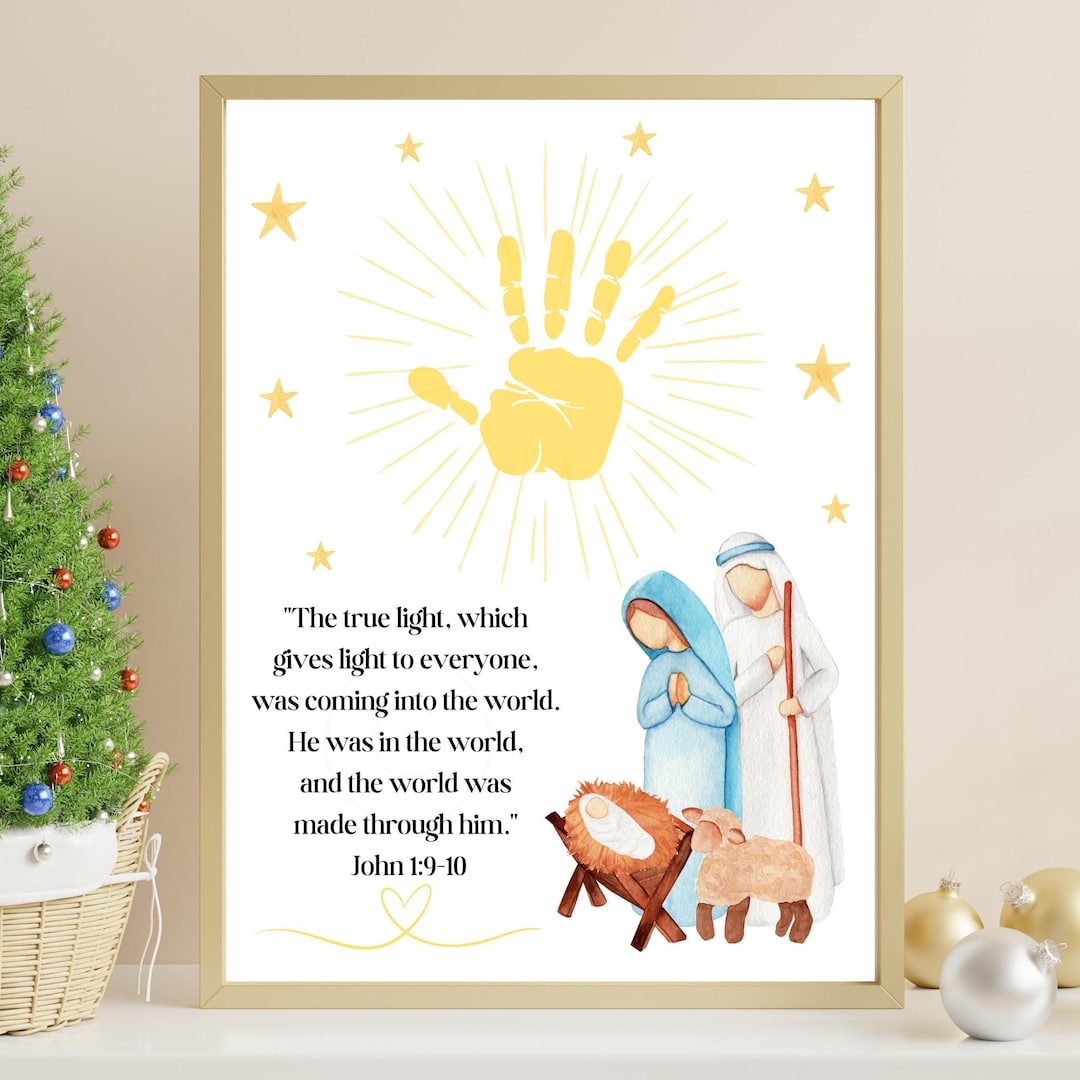 Christmas Handprint Art, Christmas Craft Gifts, Christian Printable ...