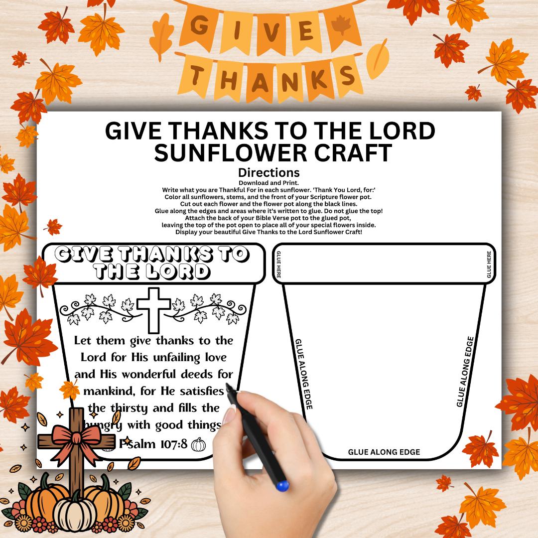 Give Thanks to the Lord Scripture Craft, Thanksgiving Crafts Bible ...