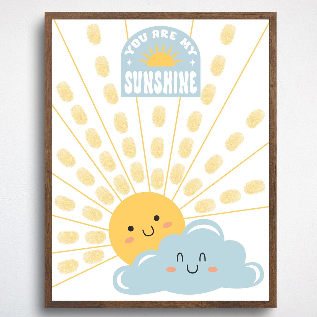 You Are My Sunshine Fingerprint Art, Keepsake Handprint Craft, Spring ...