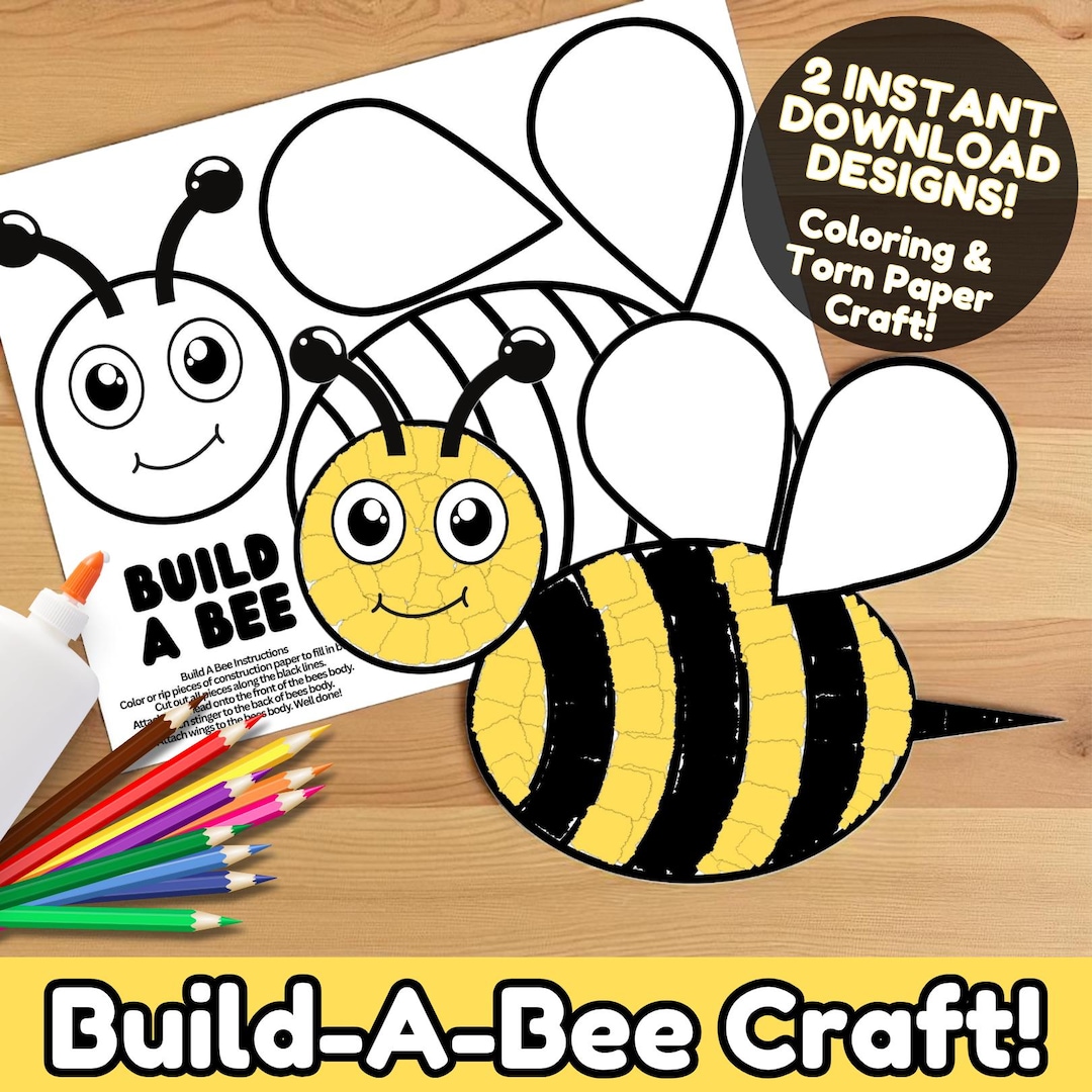 Summer Crafts, Bee Printable Craft, Build A Bee Spring Activity for ...