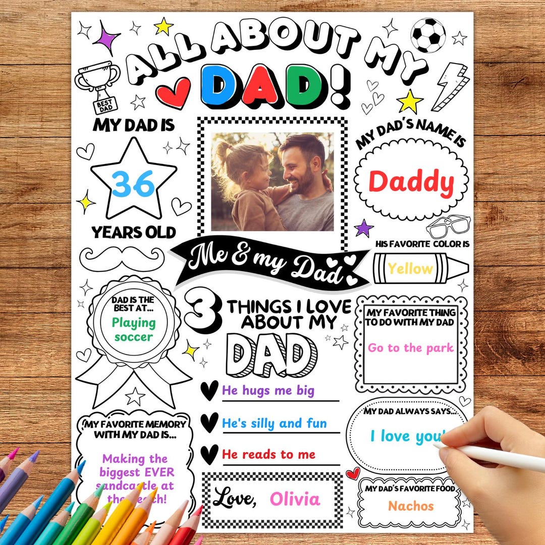 Fathers Day Crafts, Fathers Day Gift From Kids, All About My Dad ...
