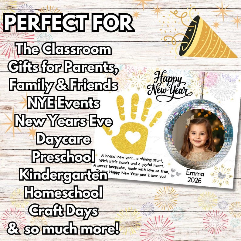 New Years Handprint Craft, 2026 Handprint Art Poem, Kindergarten ...