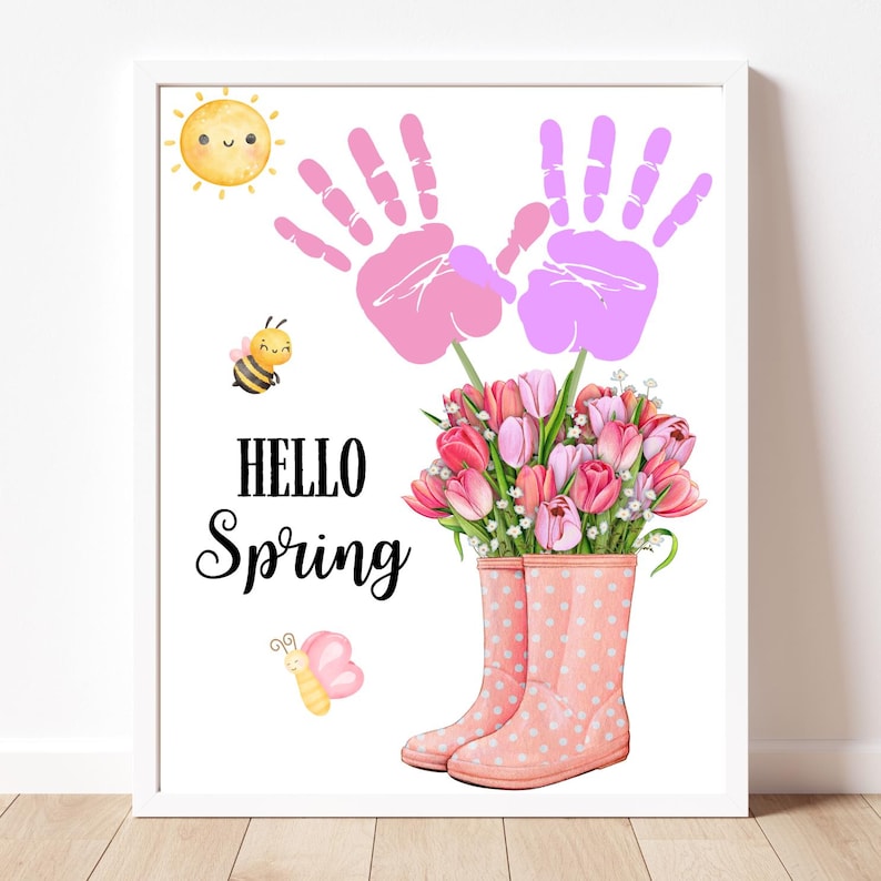 Spring Handprint Art, Spring Flowers Handprint Craft, Hello Spring ...