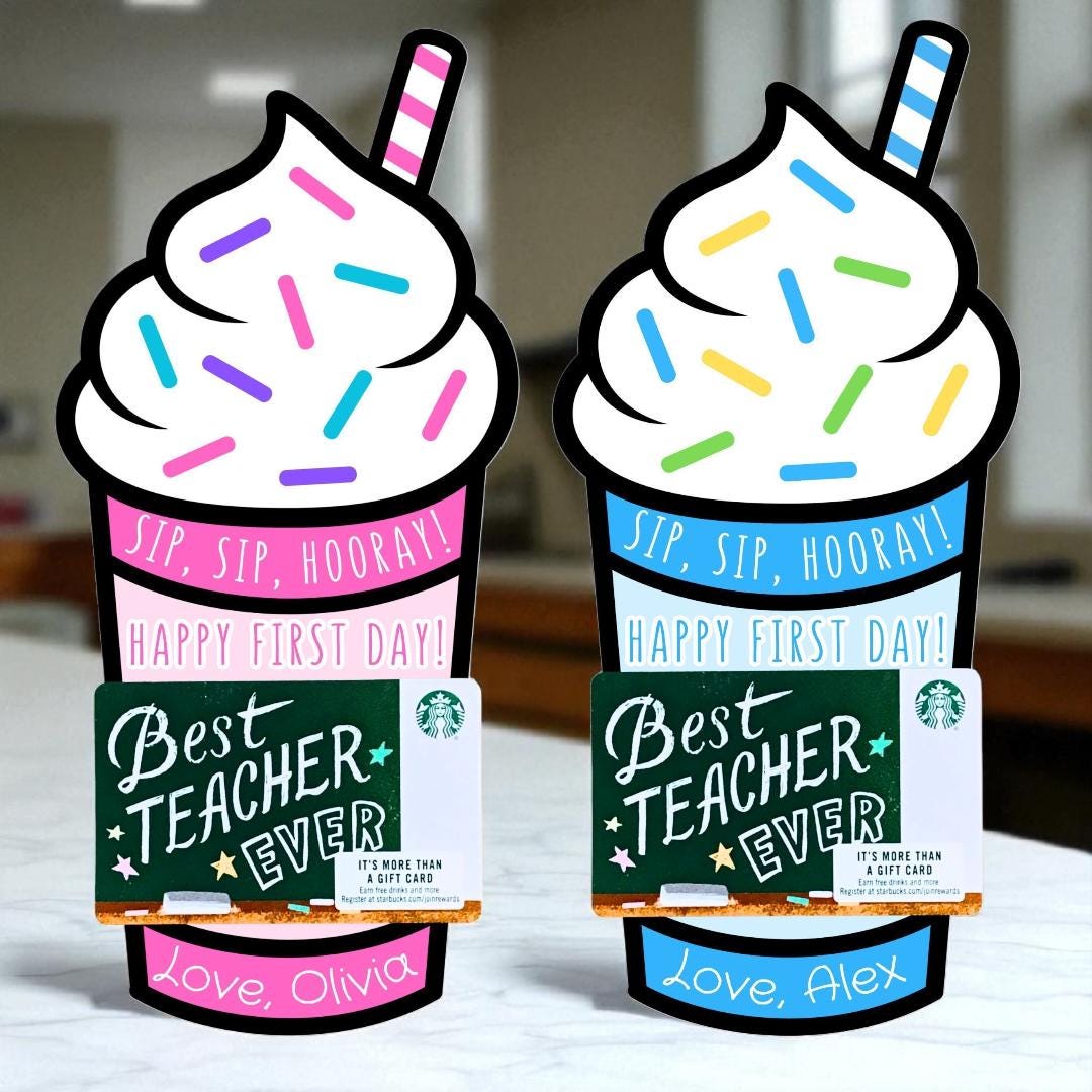 Back to School Printable, Coffee Gift Card Holder, First Day of School ...