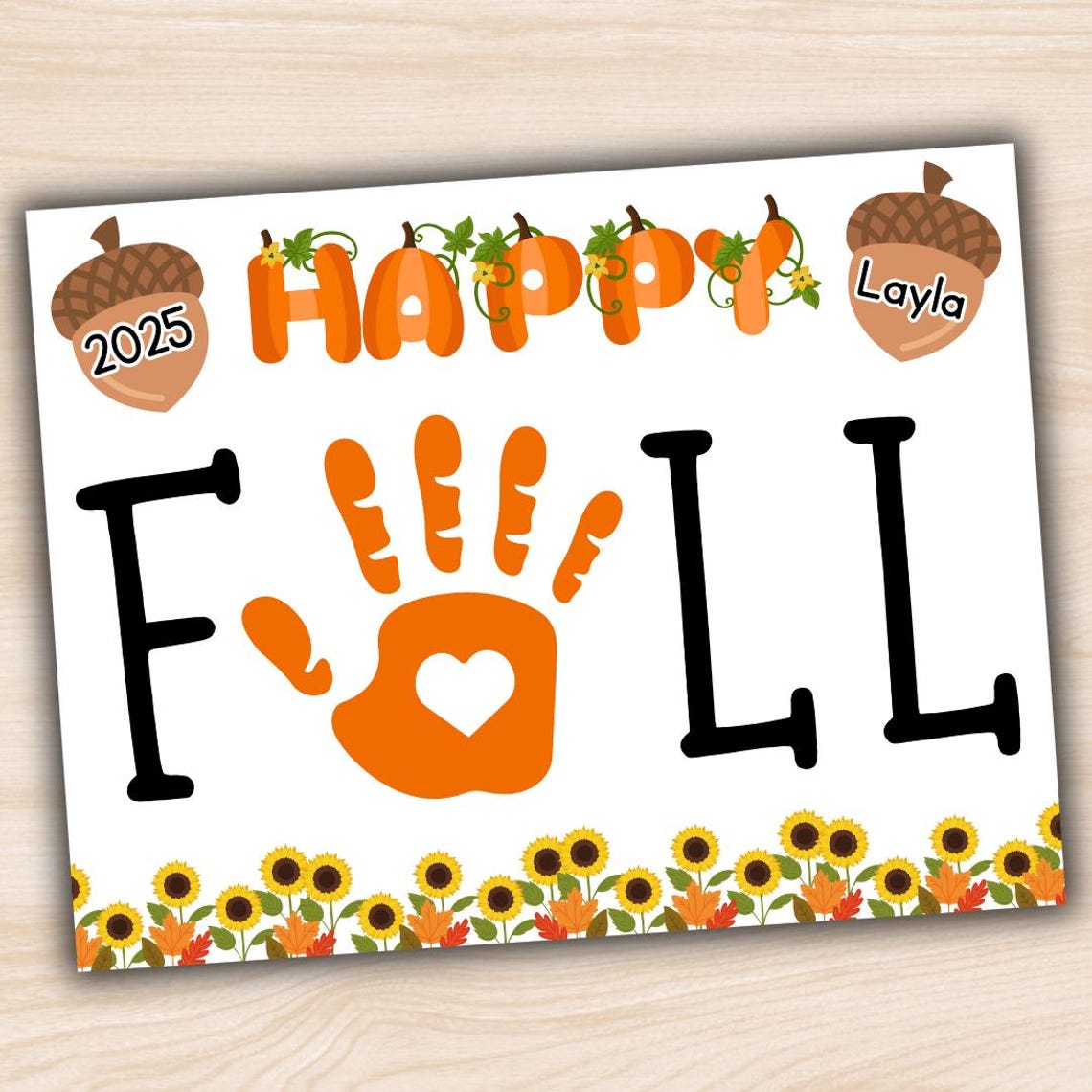 Happy Fall Handprint Craft, Kindergarten Preschool Prek First Day of ...