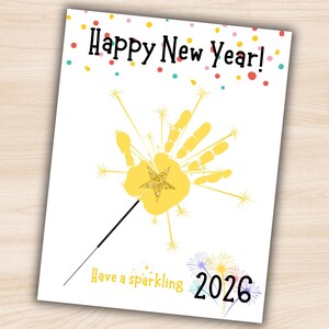 New Years Handprint Art, New Year's Eve Kids Printable Craft, New Years ...
