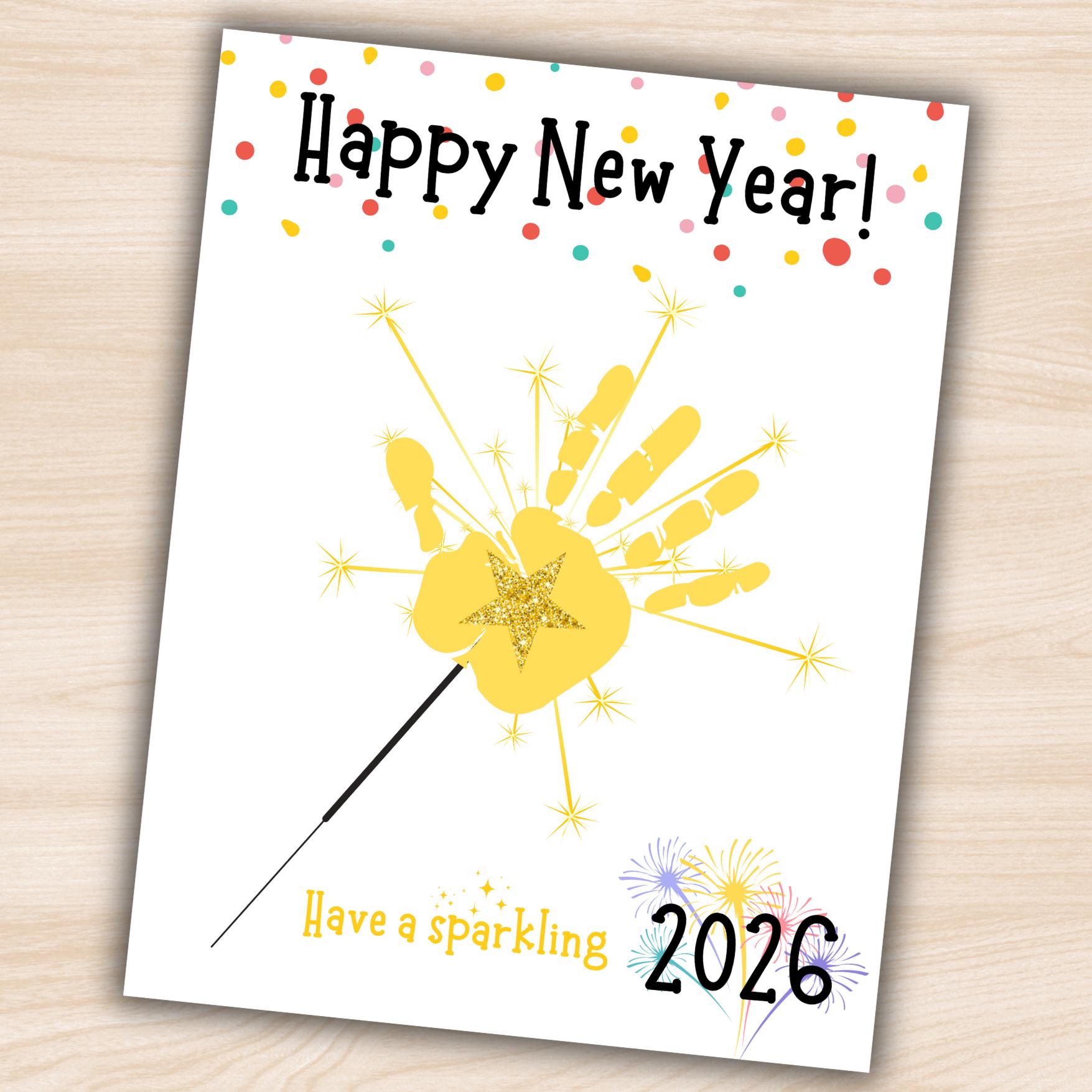 New Years Handprint Art, New Year's Eve Kids Printable Craft, New Years ...